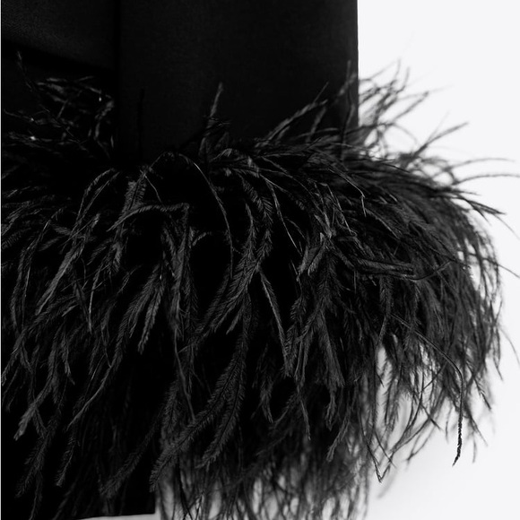 Zara | Jackets & Coats | Zara Feather Trim Pocket Blazer | Poshmark